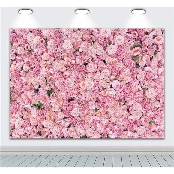 Party Supplies | 7x5ft Pink Rose Wall Background Pink Flowers Backdrops ...